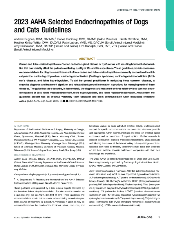 (PDF) 2023 AAHA Selected Endocrinopathies of Dogs and Cats Guidelines
