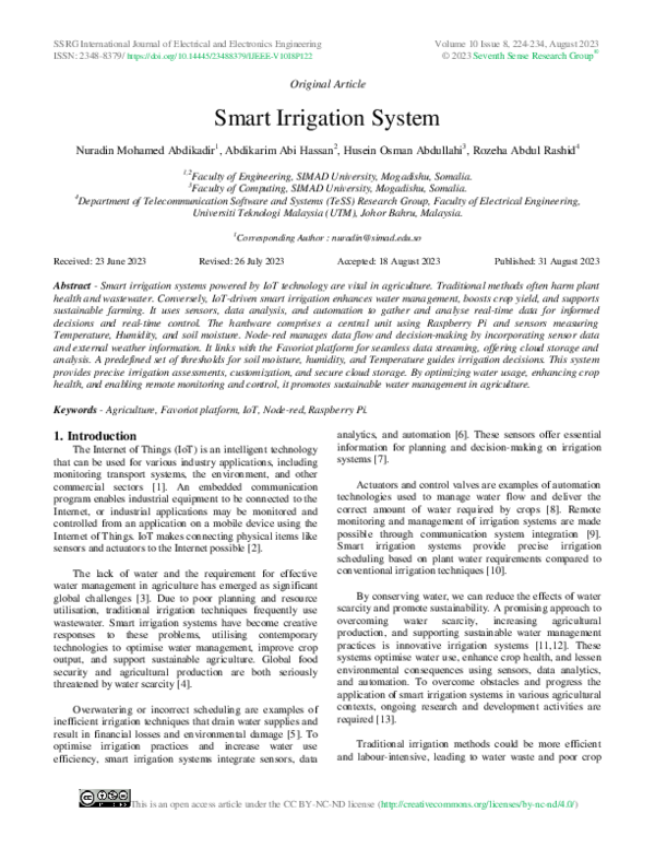 (PDF) Smart Irrigation System
