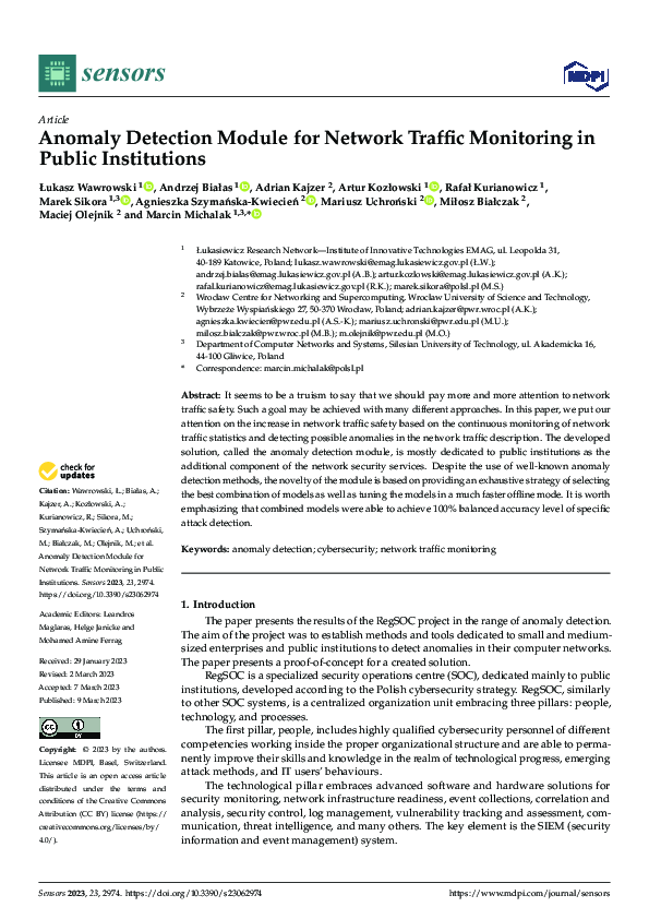 Pdf Anomaly Detection Module For Network Traffic Monitoring In Public