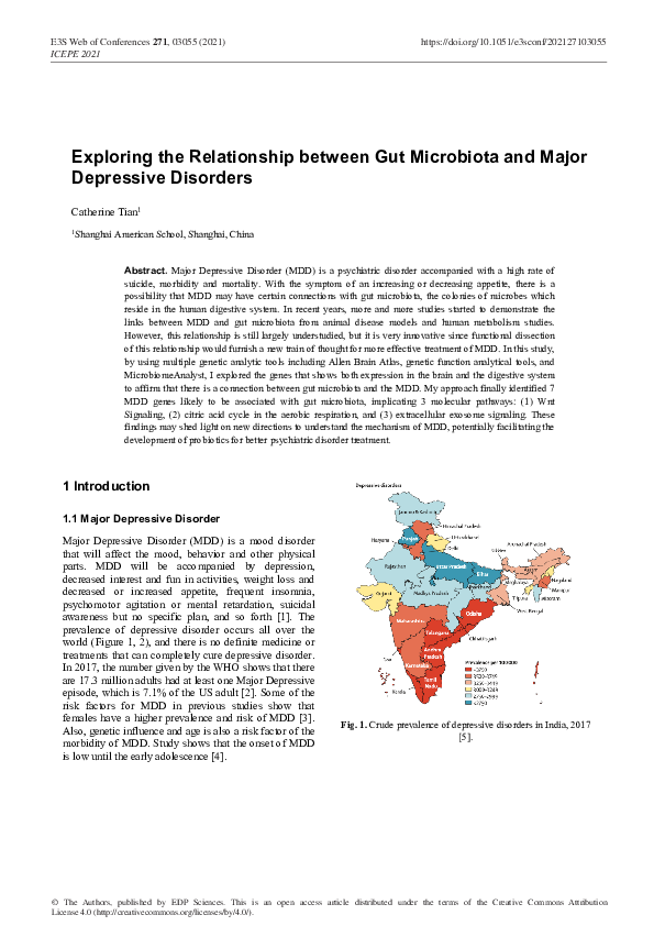 (PDF) Exploring the Relationship between Gut Microbiota and Major Depressive Disorders
