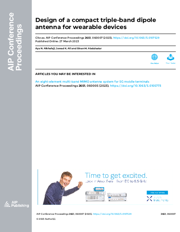 (PDF) Design of a compact triple-band dipole antenna for wearable devices