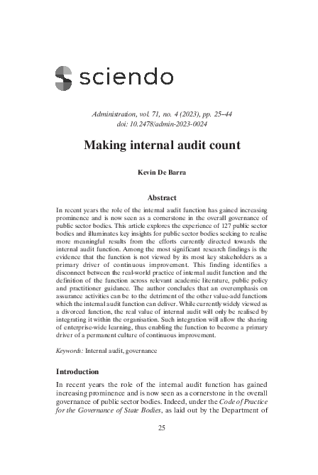 (PDF) Making internal audit count