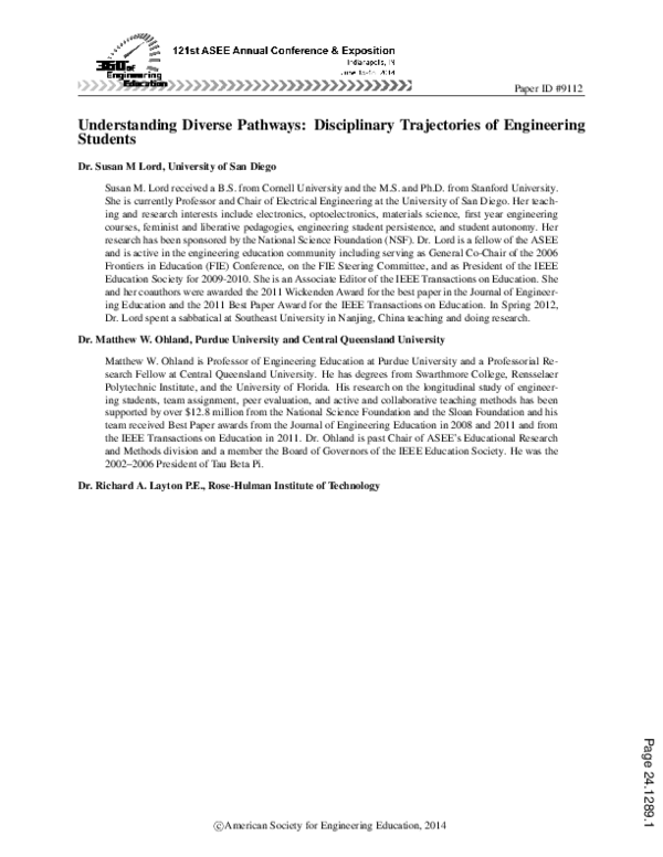 (PDF) Understanding Diverse Pathways: Disciplinary Trajectories of ...