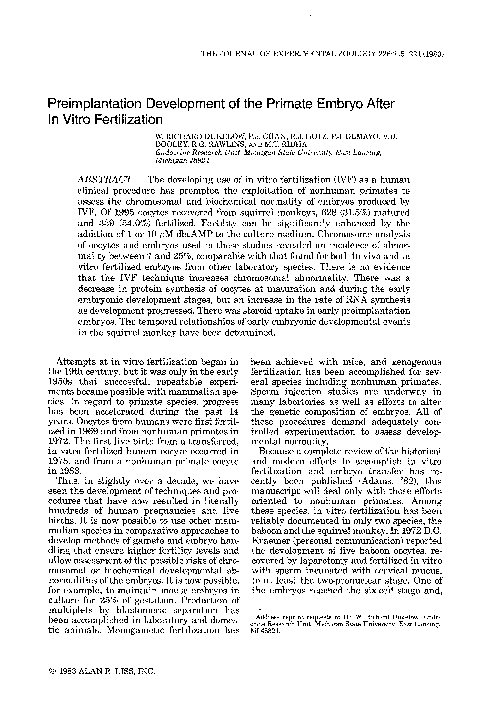 (PDF) IVF Embryo Development in Squirrel Monkeys