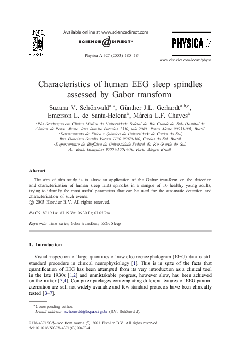 (PDF) Characteristics of human EEG sleep spindles assessed by Gabor transform