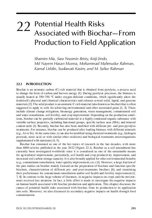 (PDF) Potential Health Risks Associated with Biochar-From Production to ...