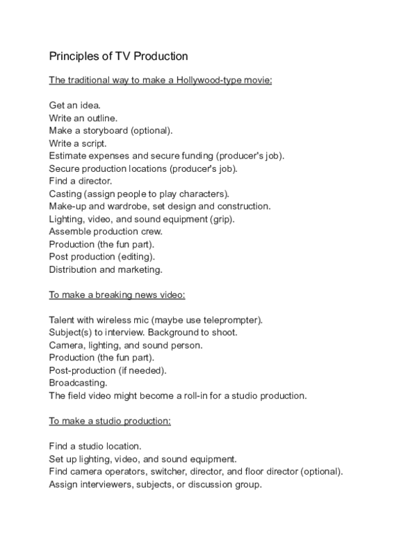 (PDF) Principles of TV Production