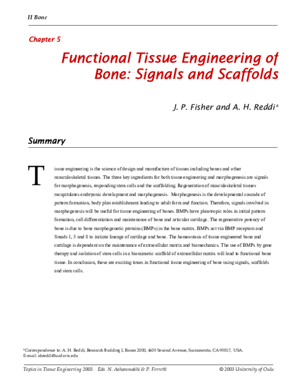 (PDF) Functional Tissue Engineering of Bone: Signals and Scaffolds