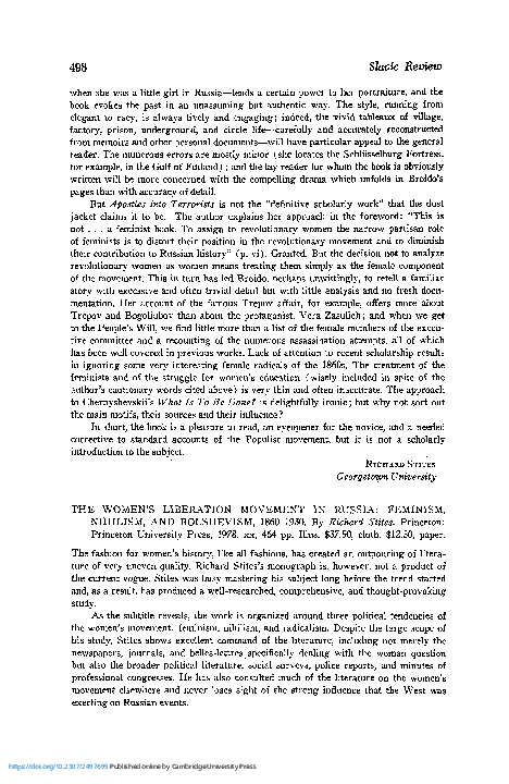 (PDF) The Women's Liberation Movement In Russia: Feminism, Nihilism ...