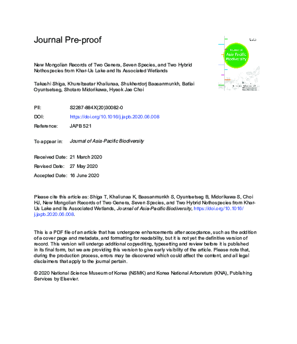 (PDF) New Mongolian records of two genera, seven species, and two ...