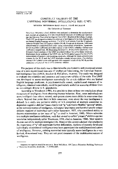 (PDF) Construct validity of the universal nonverbal intelligence test ...