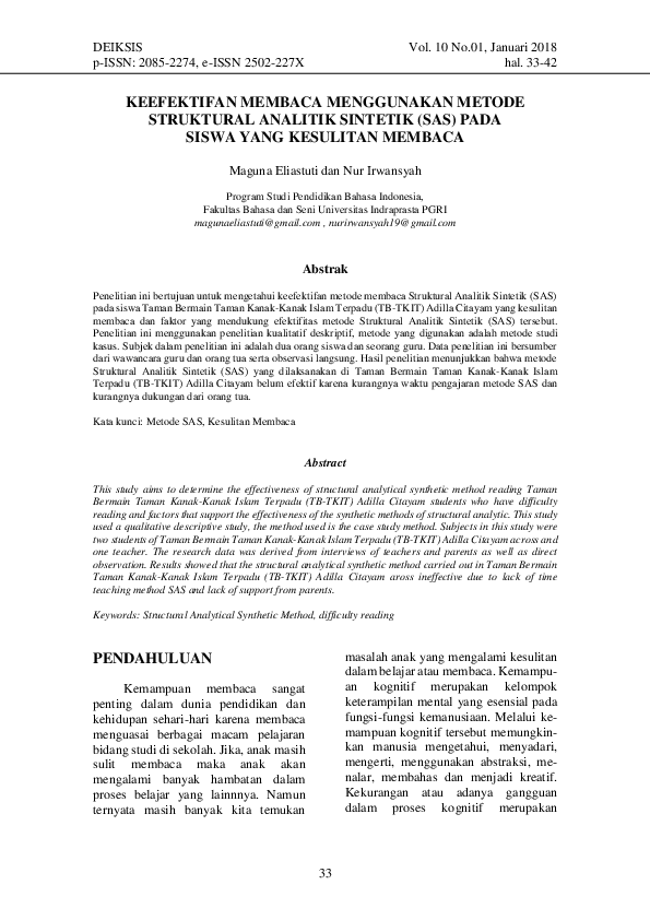 (PDF) Keefektifan Membaca Menggunakan Metode Struktural Analitik ...