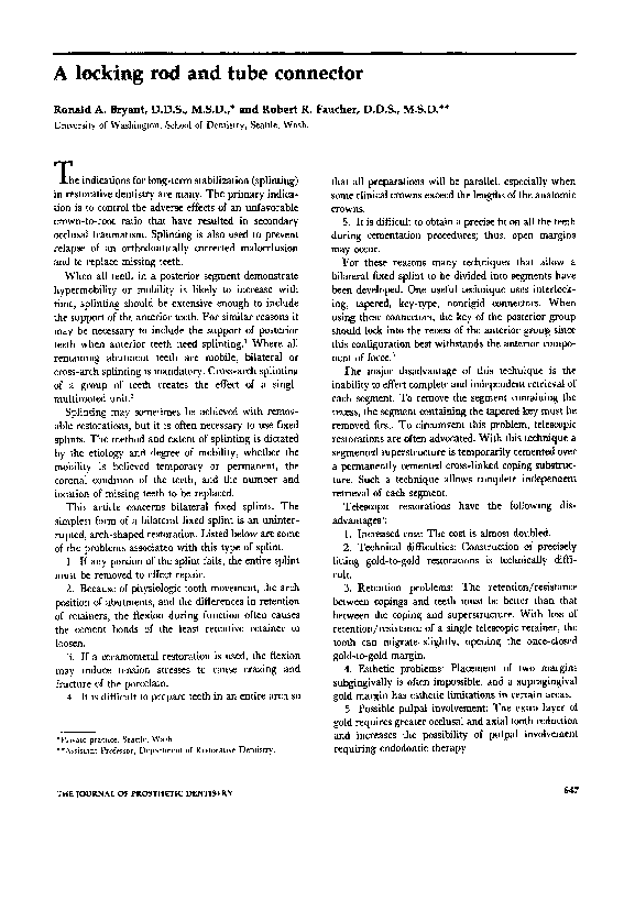(PDF) A locking rod and tube connector