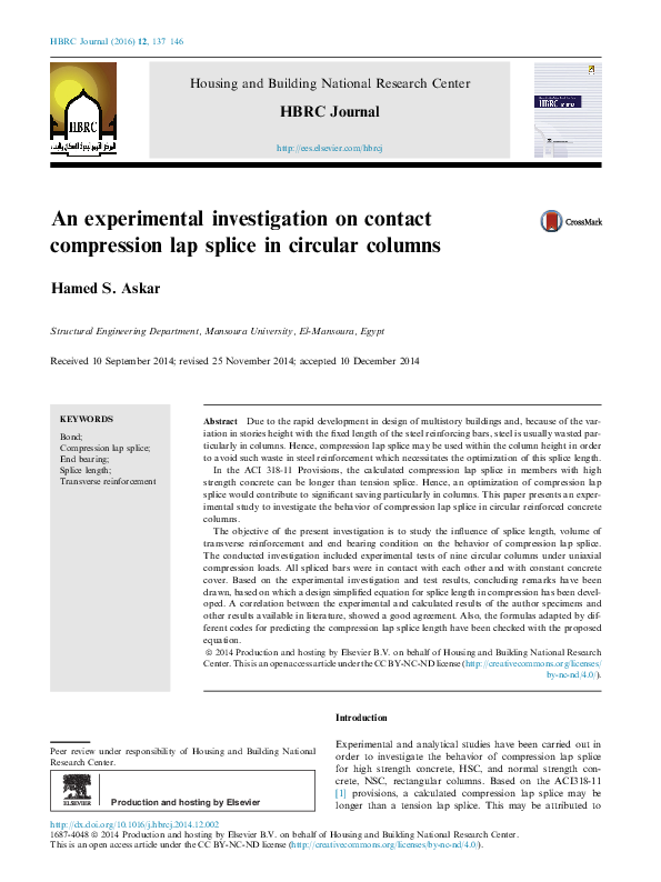 (PDF) An experimental investigation on contact compression lap splice ...