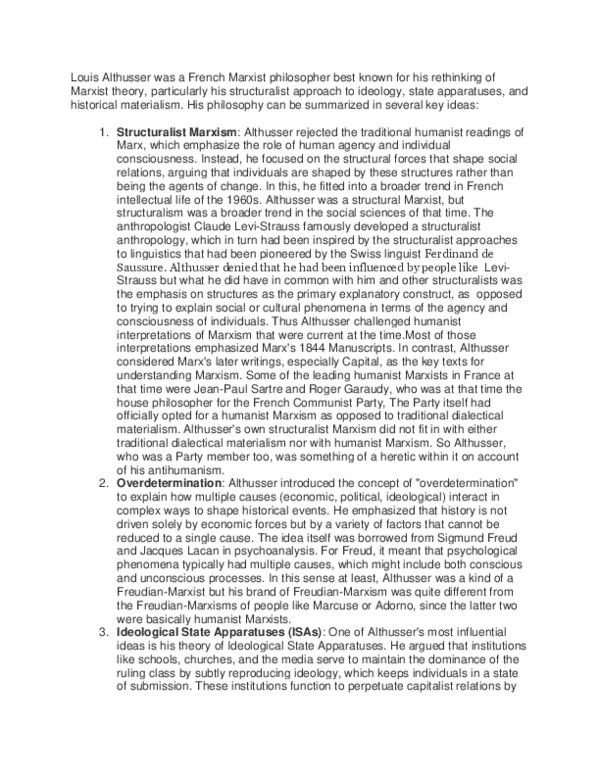 (PDF) Louis Althusser was a French philosopher best known for his ...