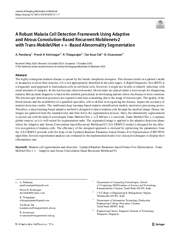 (PDF) A Robust Malaria Cell Detection Framework Using Adaptive and Atrous Convolution-Based ...