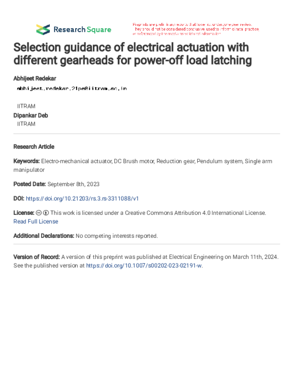 (PDF) Selection guidance of electrical actuation with different ...
