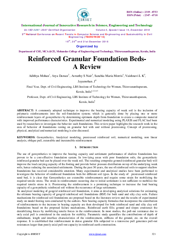 (PDF) Reinforced Granular Foundation Beds- A Review