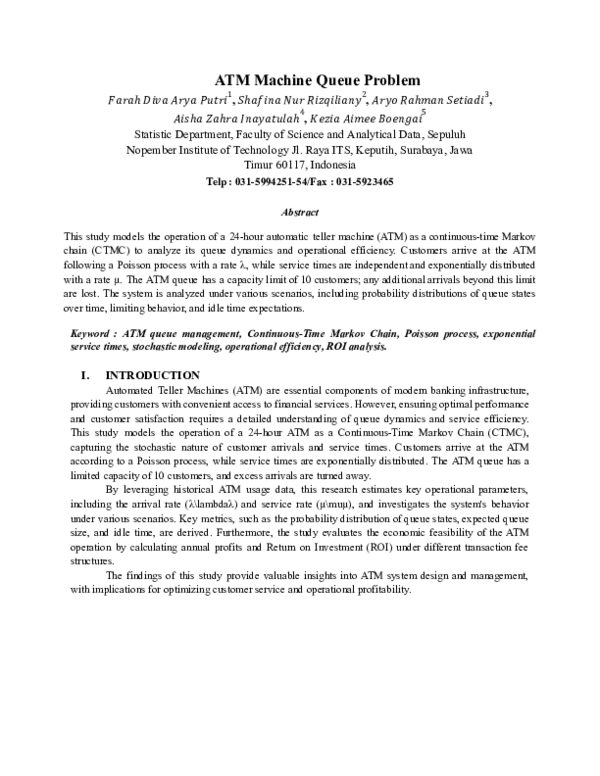 (PDF) ATM Machine Queue Problem