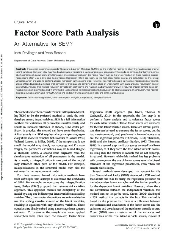 (PDF) Factor Score Path Analysis