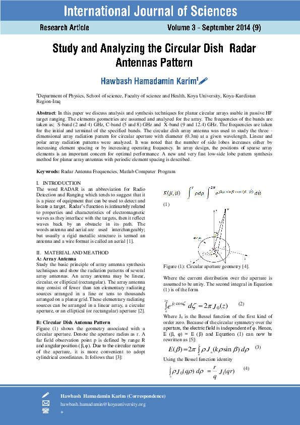(PDF) Study and Analyzing the Circular Dish Radar Antennas Pattern