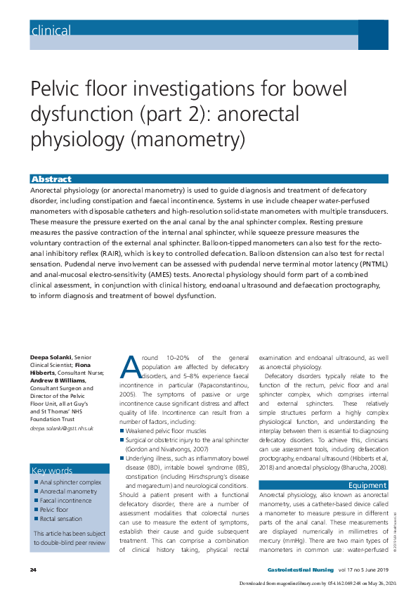(PDF) Pelvic floor investigations for bowel dysfunction (part 2 ...