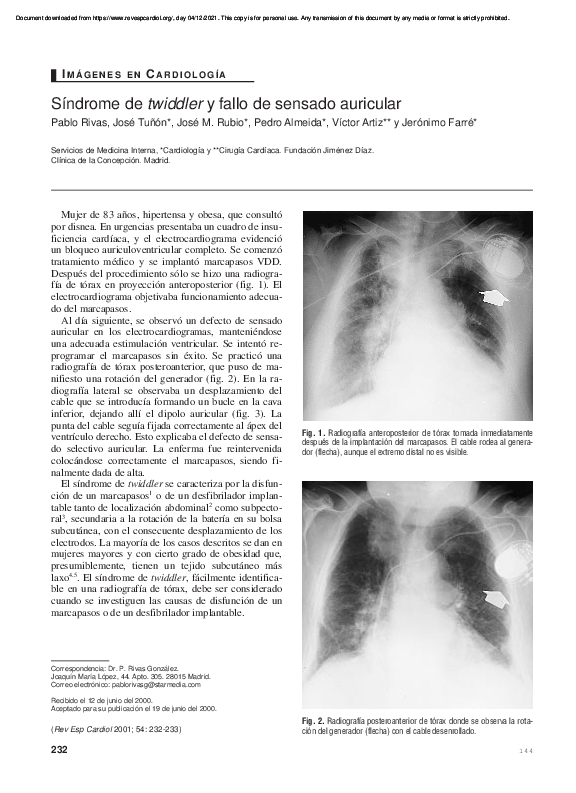 (PDF) Síndrome de twiddler y fallo de sensado auricular