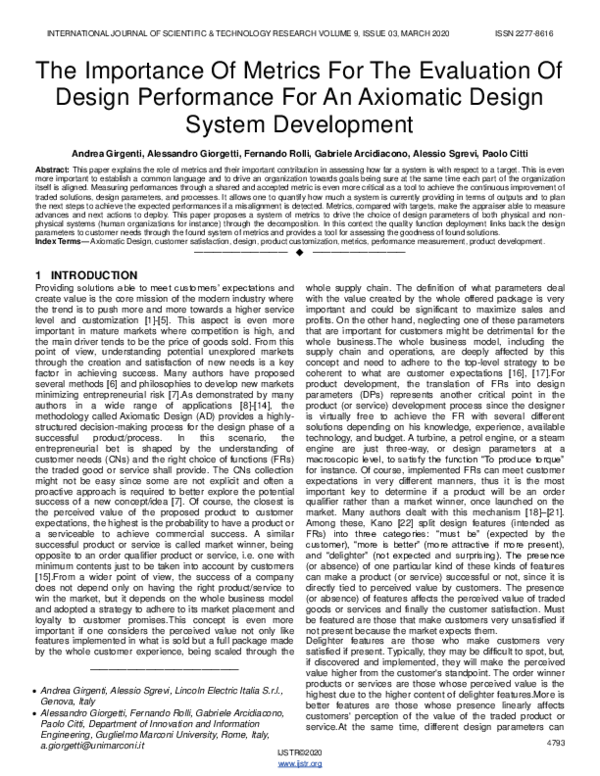 (PDF) The Importance Of Metrics For The Evaluation Of Design Performance For An Axiomatic Design ...
