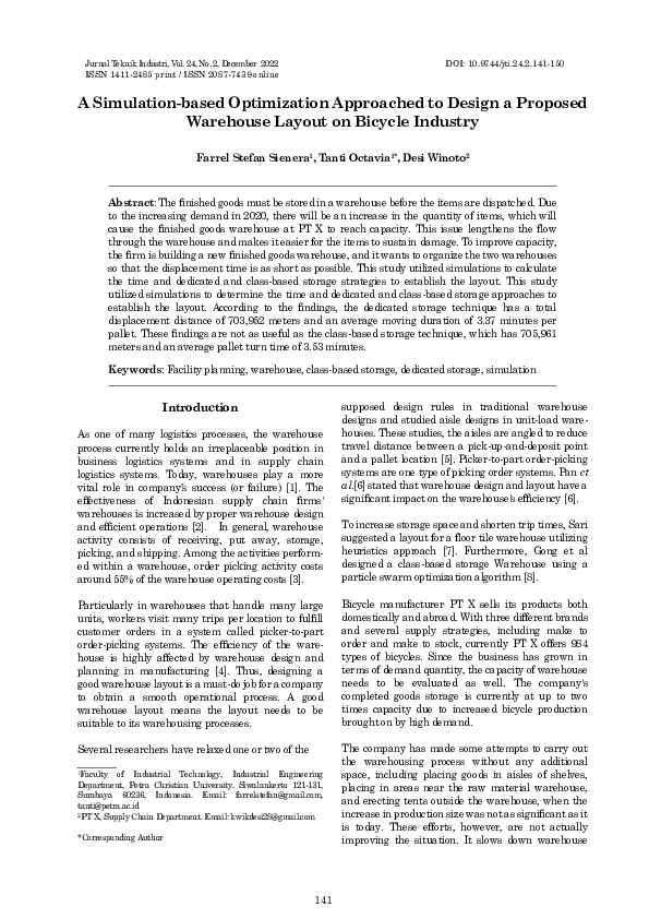 (PDF) Simulation-based Optimization Approached to Design a Proposed Warehouse Layout on Bicycle ...