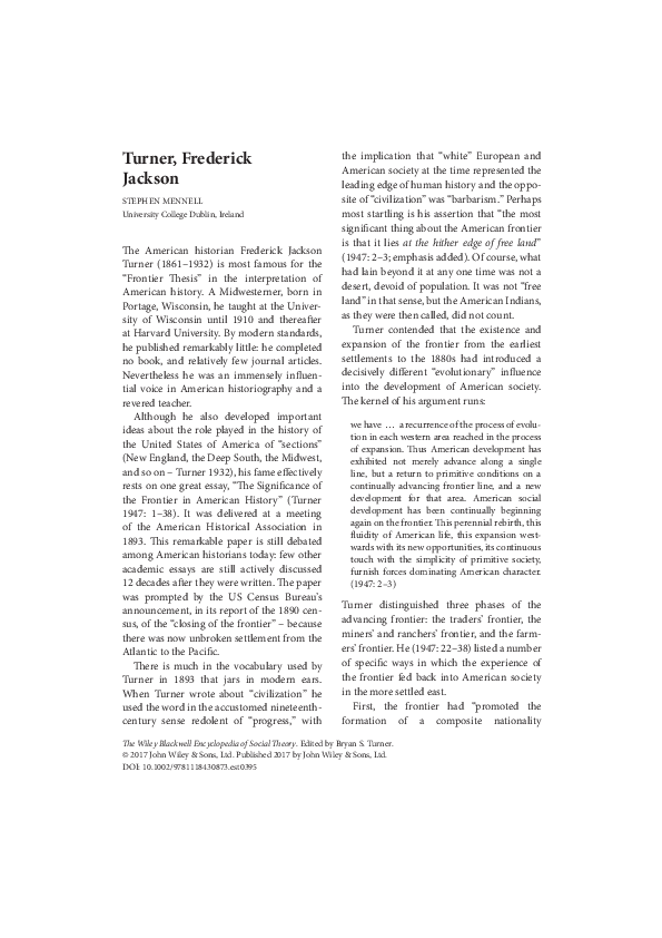 (PDF) Turner, Frederick Jackson