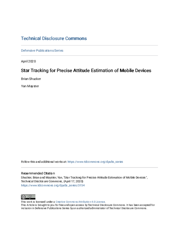 (PDF) Star Tracking for Precise Attitude Estimation of Mobile Devices