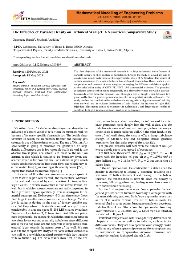 (PDF) The Influence of Variable Density on Turbulent Wall Jet: A ...