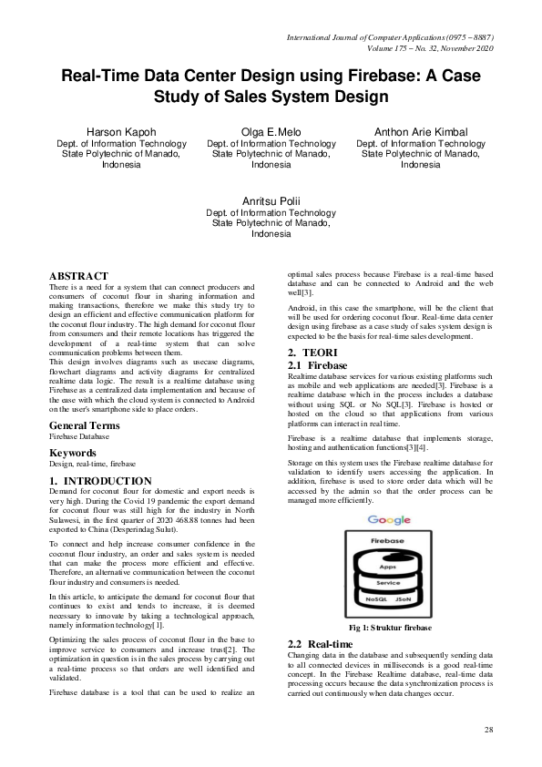 (PDF) Real-Time Data Center Design using Firebase: A Case Study of Sales System Design