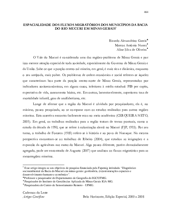 (PDF) A Espacialidade Dos Fluxos Migratórios Dos Municípios Da Bacia Do ...