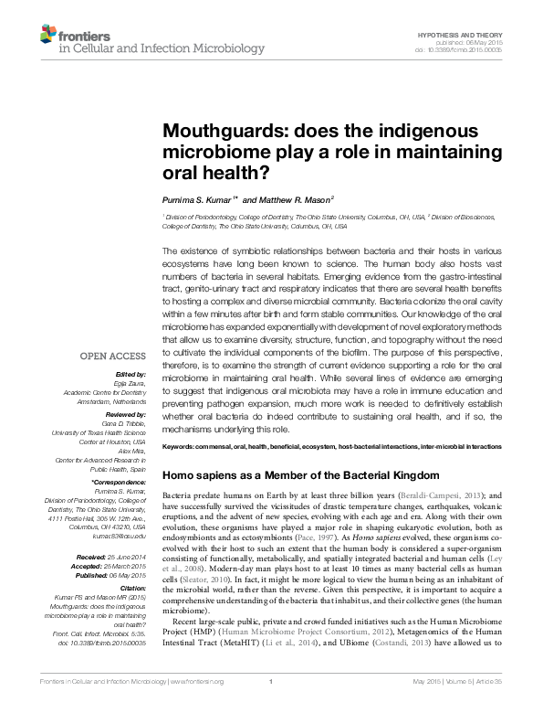 (PDF) Mouthguards: does the indigenous microbiome play a role in ...