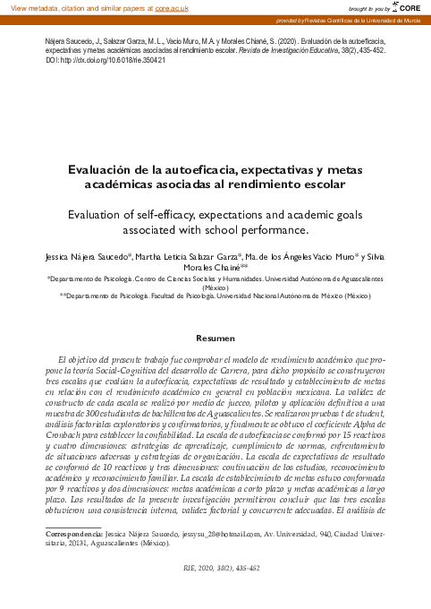 (PDF) Evaluación de la autoeficacia, expectativas y metas académicas ...