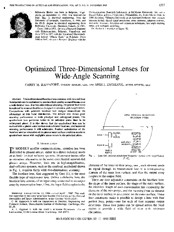 (PDF) Optimized three-dimensional lenses for wide-angle scanning