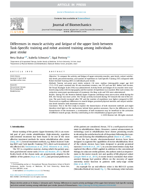 (PDF) Differences in muscle activity and fatigue of the upper limb ...