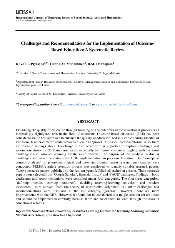 (PDF) Challenges and Recommendations for the Implementation of Outcome ...