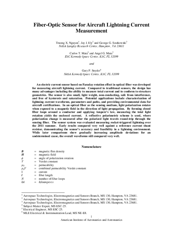 (PDF) Fiber-Optic Sensor for Measuring Lightning Currents