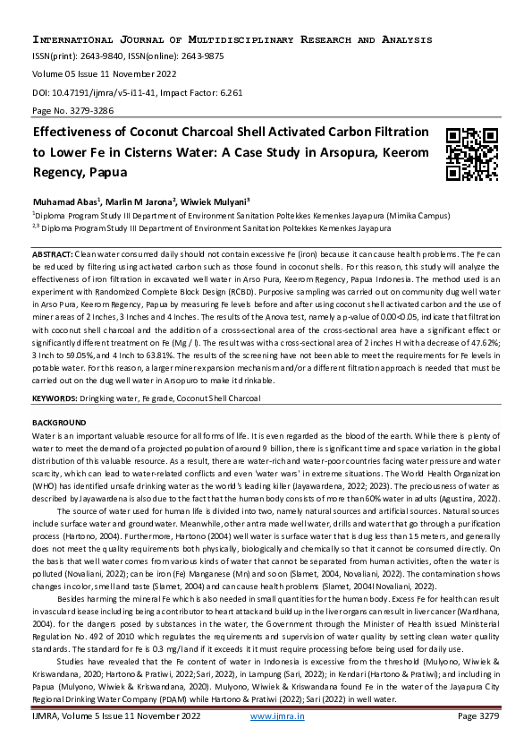 (PDF) Effectiveness of Coconut Charcoal Shell Activated Carbon ...