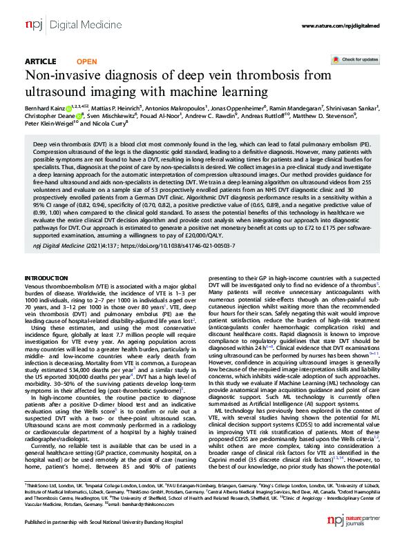 (PDF) Non-invasive diagnosis of deep vein thrombosis from ultrasound ...