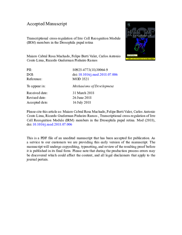 (PDF) Transcriptional cross-regulation of Irre Cell Recognition Module (IRM) members in the ...