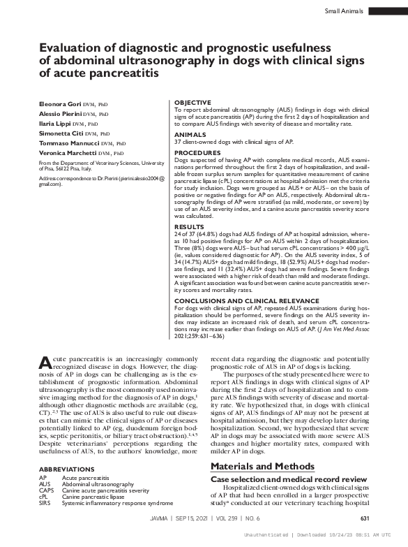 (PDF) Evaluation of diagnostic and prognostic usefulness of abdominal ...