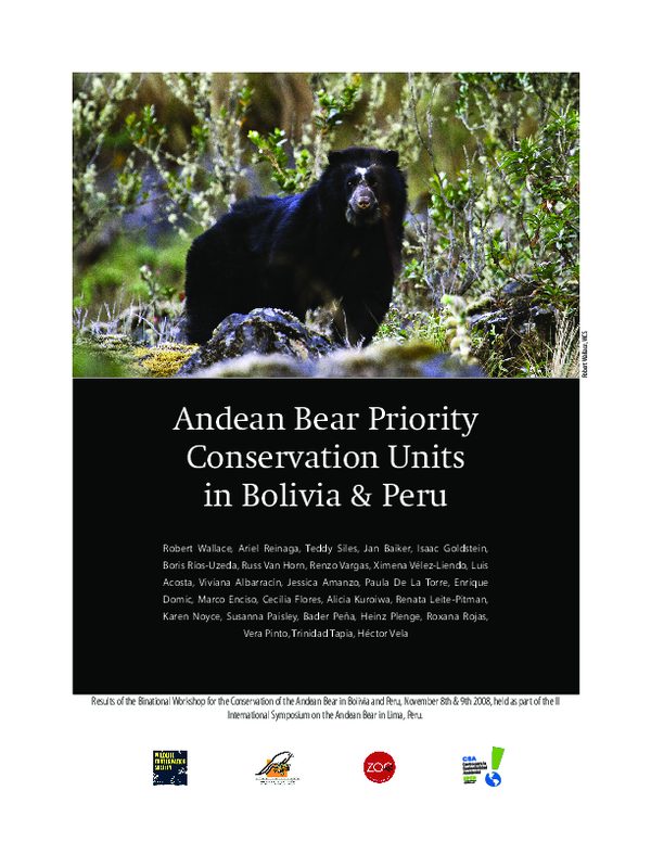 (PDF) Andean Bear Priority Conservation Units in Bolivia & Peru