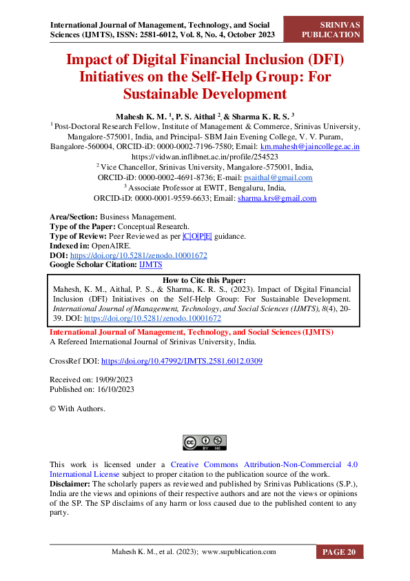 (PDF) Impact of Digital Financial Inclusion (DFI) Initiatives on the ...