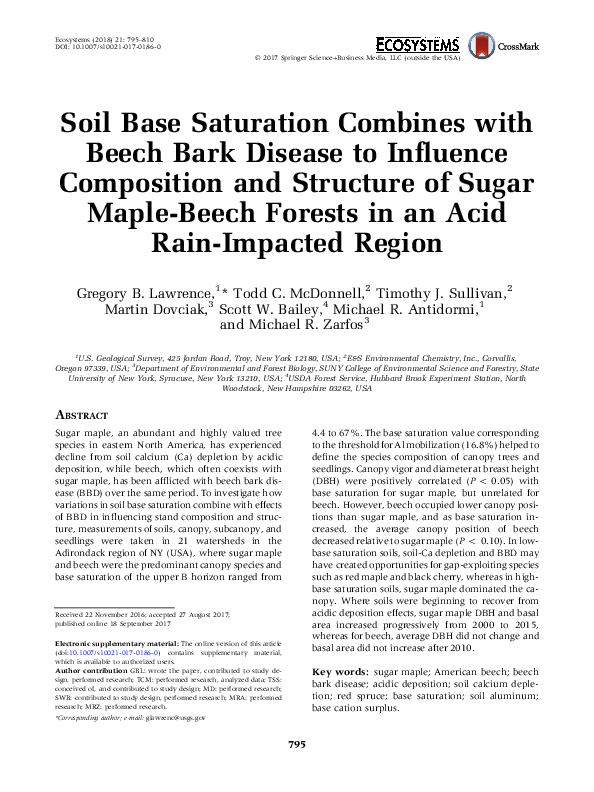 (PDF) Soil Base Saturation Combines with Beech Bark Disease to ...