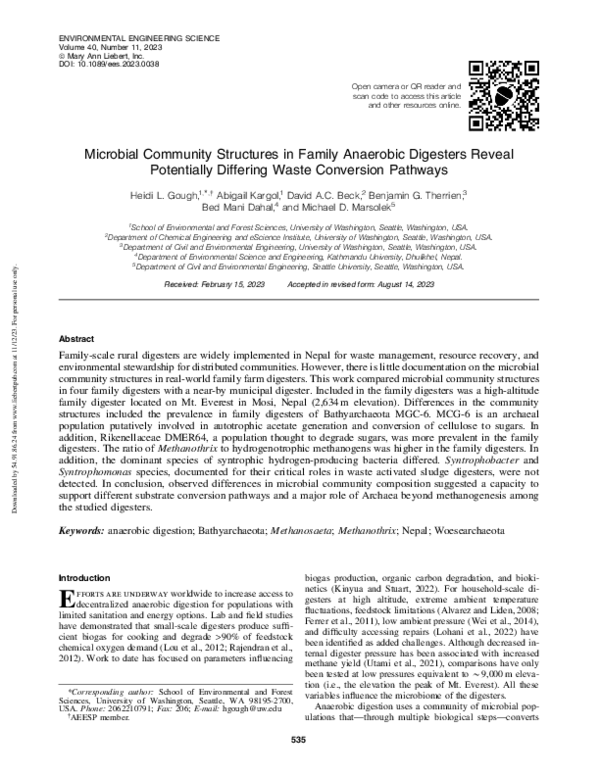 (PDF) Microbial Community Structures in Family Anaerobic Digesters ...