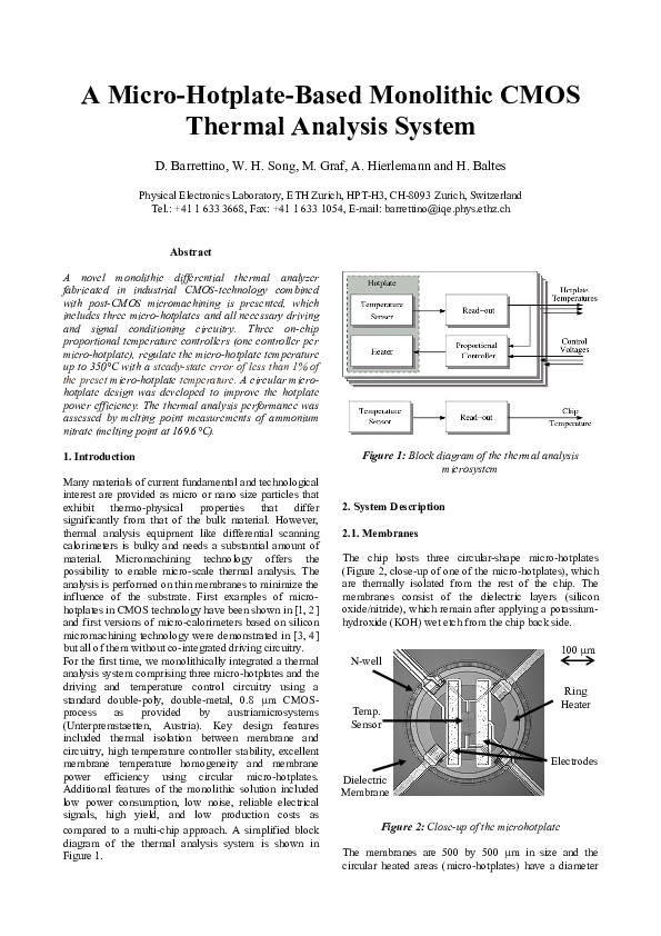 (PDF) A micro-hotplate-based monolithic CMOS thermal analysis system ...
