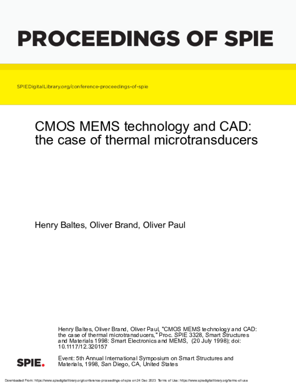 (PDF) CMOS MEMS technology and CAD: the case of thermal microtransducers
